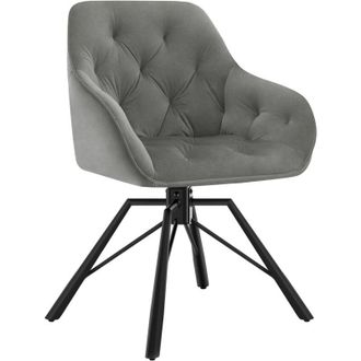 Woltu Woltu - Lot de 6 Chaises Salle &agrave; Manger Pivotante, Chaises Cuisine en Velours + M&eacute;tal, Chaises &agrave; Haut Dossier, Chaises Scandinave, Gris Fonc&eacute;