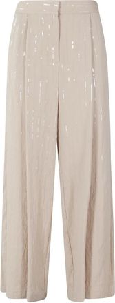 Meimeij Femme, Pantalons, Brun, Taille: 38 FR Wide Pantalons
