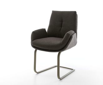 DELIFE Freischwinger Clea-Flex Materialmix Schwarz Freischwinger flach Effektfinish Titan, Esszimmerstühle