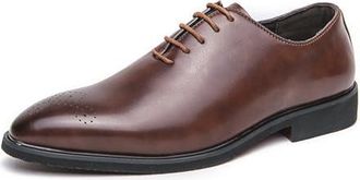 Generic Chaussures habillées Oxford en cuir pour homme, tendance, classique, à bout aile, à enfiler, chaussures décontractées, marron, 41 1/3 EU