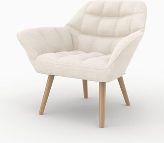 Rendez-Vous D&eacute;co Rendez-vous D&eacute;co - Fauteuil en tissu boucl&eacute; blanc - simba