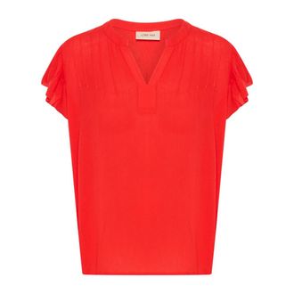 Cream Rote Bluse mit V-Ausschnitt - - Blouses & Shirts - Damen - Rot - L
