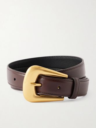 Saint Laurent Ceinture En Cuir Folk - Marron