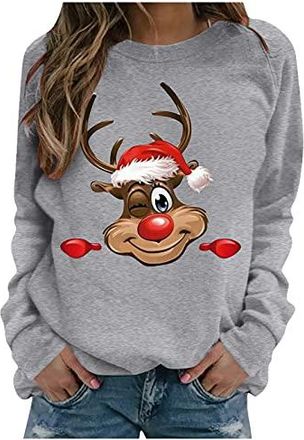 Generic HUIFUAO - Chandail de Noël pour femmes, chandail de Noël pour femmes, flocons de neige, pulls à manches longues, pulls de Noël verts pour femmes, Z05 