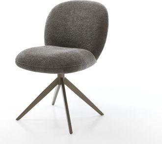 DELIFE Drehstuhl Nube-Flex Boucl&eacute; Soft Schlamm Kreuzgestell breit Effektfinish Titan 360&deg; drehbar Wippfunktion Taschenfederkern, Esszimmerst&uuml;hle