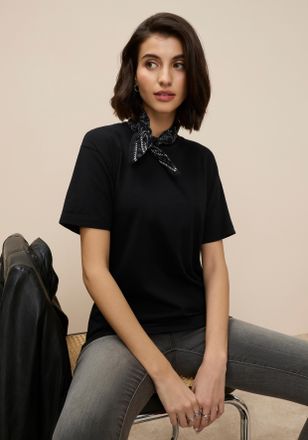 Tamaris Oversize-Shirt TAMARIS, Damen, Gr. 32/34, schwarz, Jersey, Obermaterial: 100% Baumwolle, Basic, weit Po-bedeckend, Rundhals, Shirts, in Longform mit a