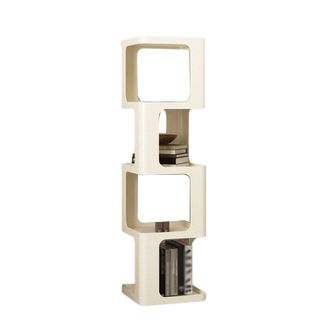 Generic Eck-B&uuml;cherregal, kreatives quadratisches B&uuml;cherregal, B&uuml;cherregal aus Eisen, geeignet for Eingangshalle, Wohnzimmer und Schlafzimmer(White,4-Tier 30x3