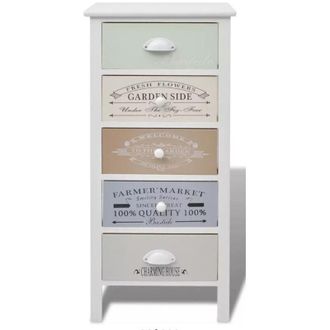 Les Tendances Chiffonnier blanc 5 tiroirs en bois Frenchy - Style authentique et &eacute;l&eacute;gant