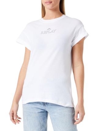 Replay Damen W3588n.000.20994 T-Shirt, White 001, L EU