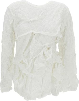 Comme Des Gar&ccedil;ons Femme, Blouses et Chemises, Blanc, Taille: 40 FR Asymmetric Long-Sleeve Crewneck Top