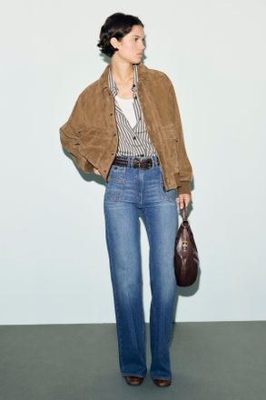 Gerard Darel Blouson en cuir velours - TACHA - Taupe