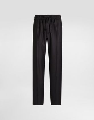 Dolce & Gabbana Birds Eye Wool Jogging Trousers - Mann Hosen Und Shorts Multicolor 46