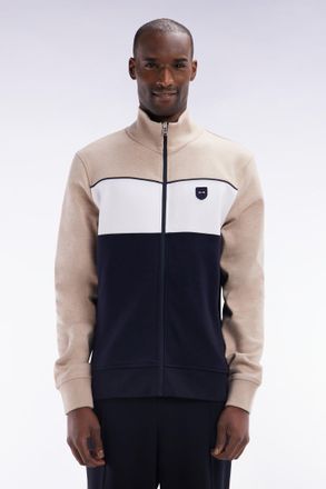 Eden Park Sweatshirt Zipp&eacute; En Coton Interlock Beige Coupe Droite