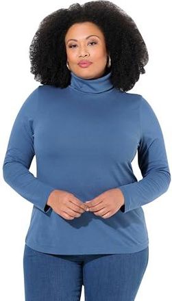 Ulla Popken Shirt, Rollkragen, Slim, Langarm Basique à col roulé, Encre Bleue, 52/54 FR Femmes