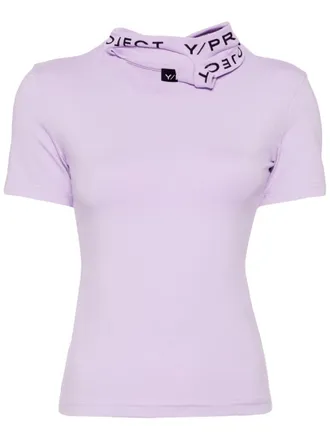 Y / Project logo-print collar jersey T-shirt - Violet