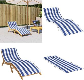 vidaXL Sonnenliegen-Auflage Blau&Wei&szlig; Gestreift 180x60x3 Oxford-Gewebe - Gartenliege Auflagen - Sitzkissen - Sonnenschirm Zubeh&ouml;r - Gartenm&ouml;bel