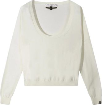 10 Days Femme, Pulls, Blanc, Taille: 38 FR Tricot Coupe Droite Col V Profond