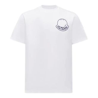 Moncler Homme, Tops, Blanc, Taille: XL Logo Cotton T-Shirt