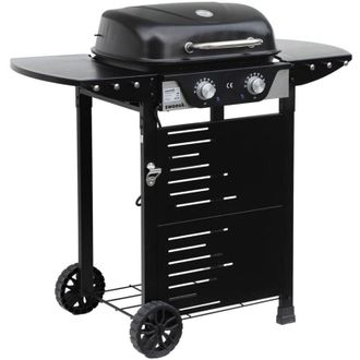 Sweeek Barbecue &eacute;lectrique noir 2 br&ucirc;leurs. acier &eacute;maill&eacute; 2300 W. L 100 x P 61 x H 121.5 cm