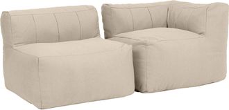 Icon Brand Zen Modular Sofa f&uuml;r Erwachsene, Beige, Olefin Stoff f&uuml;r Drinnen und Drau&szlig;en, 2 Sitzer Ecksofa, Bequemer Sitzsack Sofa mit Schaumstoff F&uuml;llung, Garten
