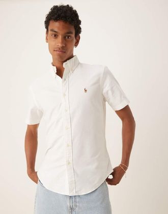 Polo Ralph Lauren Chemise Oxford avec logo emblématique et manches courtes - Blanc