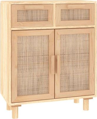 vidaXL Sideboard Braun 60x30x75 cm Massivholz Kiefer und Natur-Rattan Vidaxl