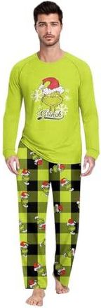 Generic Le Grinch Pyjama Noel Famille De Grinch Ensembles Ensemble Costume Vetement Garcon The Homme Hiver Coton Assorti Enfant Deguisement Chaud Et Doux Femm