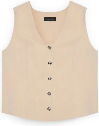 Fiorella Rubino Femme, Vestes, Beige, Taille: 50 FR Gilet avec boutons bijoux
