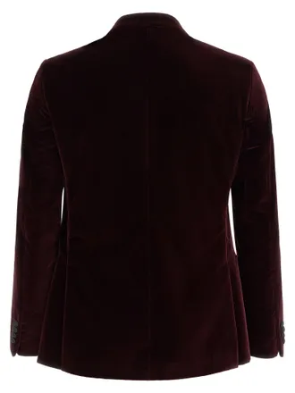 Pal Zileri Cotton Velvet with Satin Peak Lapels Blazer - Burgundy