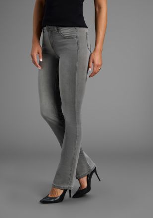 Arizona Bootcut-Jeans ARIZONA Ultra-Stretch, Damen, Gr. 17, K + L Gr, grau (grau used), Denim/Jeans, Obermaterial: 74% Baumwolle, 24% Polyester, 2% Elasthan, 