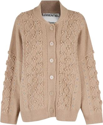 Essentiel Femme, Pulls, Beige, Taille: 38 FR Rhinestone Cardigan