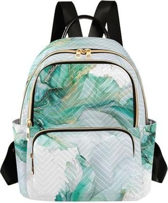Mnsruu Mini sac à dos pour femme, vert, marbre, doré, blanc, petit sac à dos tendance pour femme, sac à dos décontracté, Multi1189, S