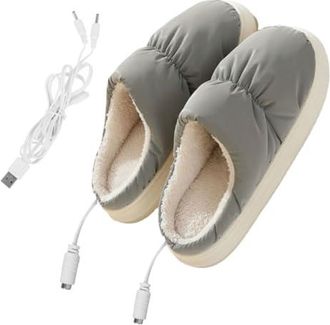Hemoton Chauffe-Pieds &Eacute;lectrique USB en Peluche Gris Chaussures Chauffantes DHiver Confortables Taille Unique Maison le Bureau Dortoir Fournitures DHiver pour