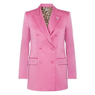 Philipp Plein Femme, Vestes, Rose, Taille: 36 FR Satin Dandy Blazer