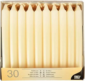 Papstar Papstar Tafelkerzen Ø 2,1 cm 19,6 cm creme Gastronomiebedarf 30er Karton