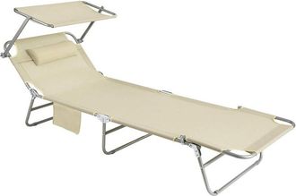 SoBuy SoBuy OGS48-MI Sonnenliege mit abnehmbarem Kopfkissen und verstellbarem Sonnendach Gartenliege mit Seitentasche Strandliege Relaxstuhl Liegestuhl