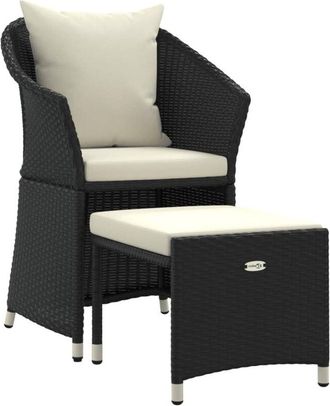 vidaXL 2-tlg. Garten-Lounge-Set mit Kissen Schwarz Poly Rattan Vidaxl