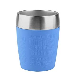 Emsa Emsa 514515 TRAVEL CUP tasse isotherme, mug avec couvercle, rev&ecirc;tement silicone, 200ml, Bleu maritime
