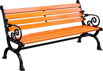 Generic Gartenbank Wetterfest 2 Sitzer Metall Holz 120/150 cm Holzbank Sitzbank Parkbank Balkonbank Holzgartenbank, Ergonomische Sitzfl&auml;che, Diverse Modelle(A