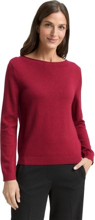 Tom Tailor Damen 1047697 Strickpullover mit U-Boot-Ausschnitt, 10361-Rumba Red, S