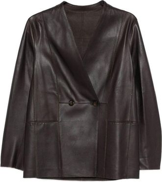 Emporio Armani Manteau En Cuir - Marron