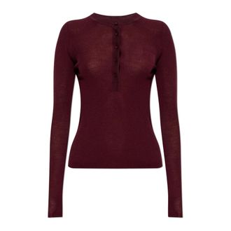 Chloé Femme, Pulls, Rouge, Taille: 40 FR Henley Superfine Sweater