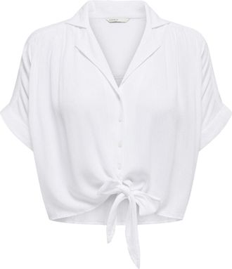 Only Damen Onlpaula Life S/S Tie Shirt WVN Noos, Wei&szlig;, XL