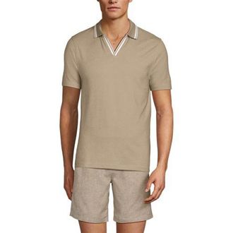 Lands End Piqu&eacute;-Poloshirt mit k&uuml;hlendem Effekt, Herren, Gr&ouml;&szlig;e:60 regular, Beige, Baumwolle/Elasthan/Baumwoll-Mischung, by Lands End