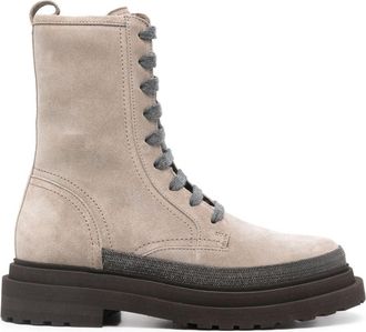 Brunello Cucinelli Stiefel aus Wildleder - Grau