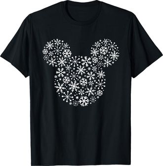 Disney Mickey Mouse Icon Holiday White Snowflakes T-Shirt