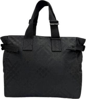Burberry Pre-owned Sac fourre-tout en nylon jacquard &agrave; carreaux - Homme - Pre-owned - Noir - Taille: ONE Size