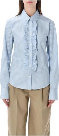Ami Chemise Ajust&eacute;e &agrave; Manches Longues et Volants - Femme - Blouses et Chemises - Bleu - Taille: 40 FR
