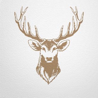 WANDfee Wandtattoo Hirsch Hirschkopf Hirschgeweih AC0510004 Größe 56 x 50 cm Farbe hellbraun