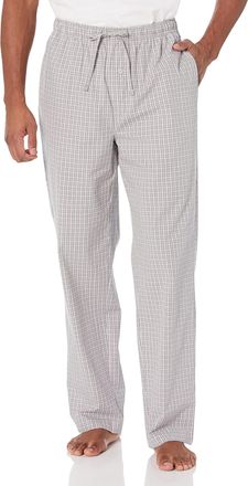 Amazon Essentials Herren Gewebte Straight-Fit Pyjamahose Mit Taschen, Grau Karomuster, XL